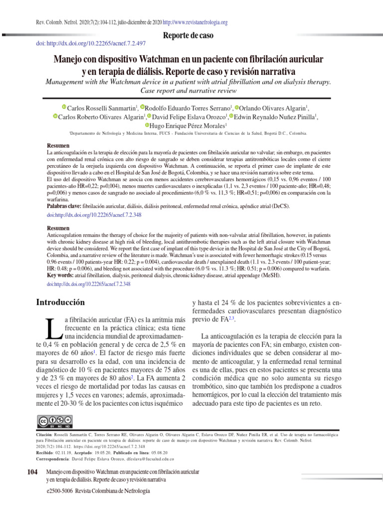 Management With The Watchman Device in A Patient W | PDF ...