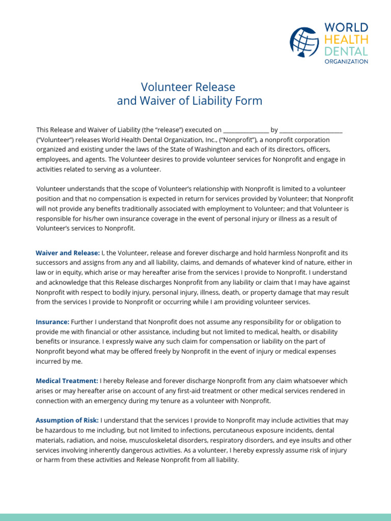 Volunteer Release and Waiver of Liability Form 2021 2 | PDF | Liability ...