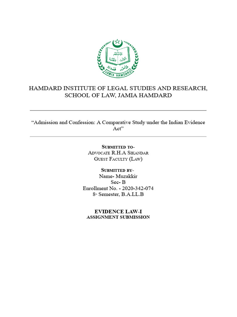Evidence Project | PDF | Confession (Law) | Evidence (Law)