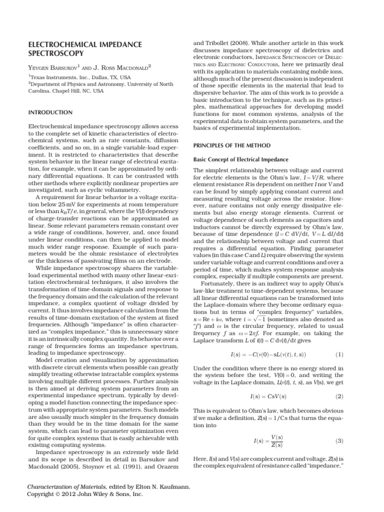 Electrochemical Impedance Spectros | PDF | Electrical Impedance | Electrical Network