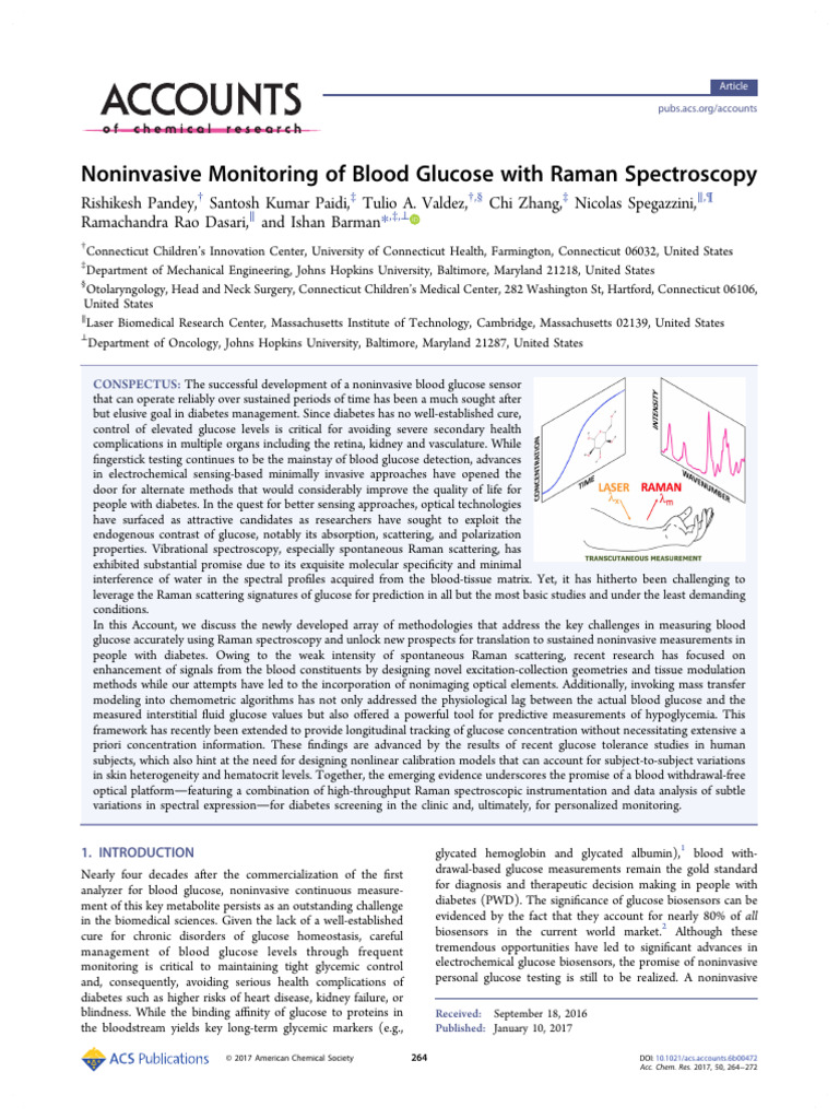 Noninvasive Blood Glucose Monitoring | PDF | Raman Spectroscopy ...