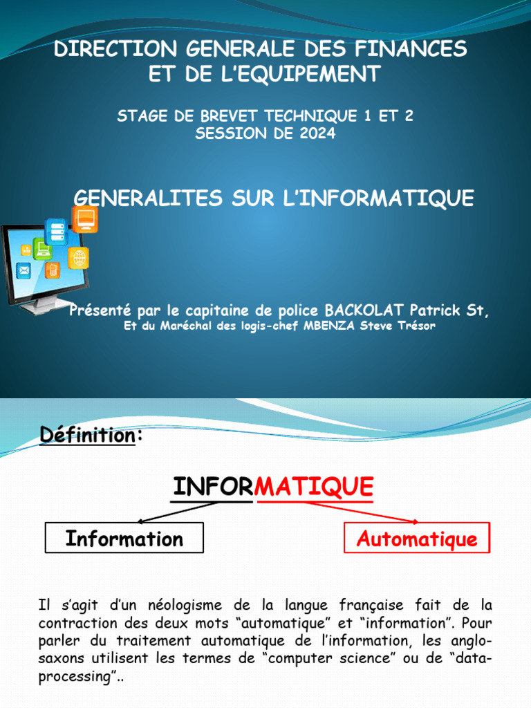 Generalites Sur L'informatique | PDF | Mémoire (informatique ...