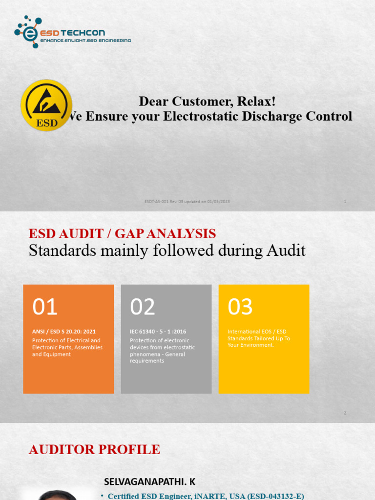 Esd Audit Scope Esdt-As-001 | PDF | Electrostatic Discharge | Materials ...