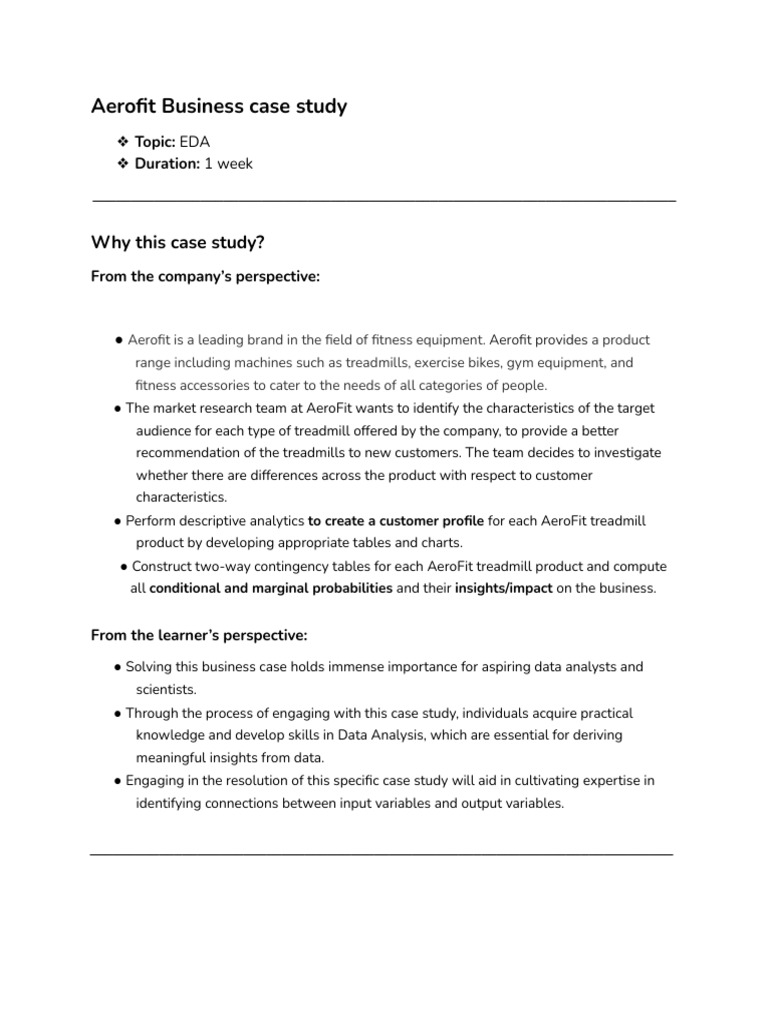 Aerofit Case Study - Solution Approach | PDF | Data Analysis | Data