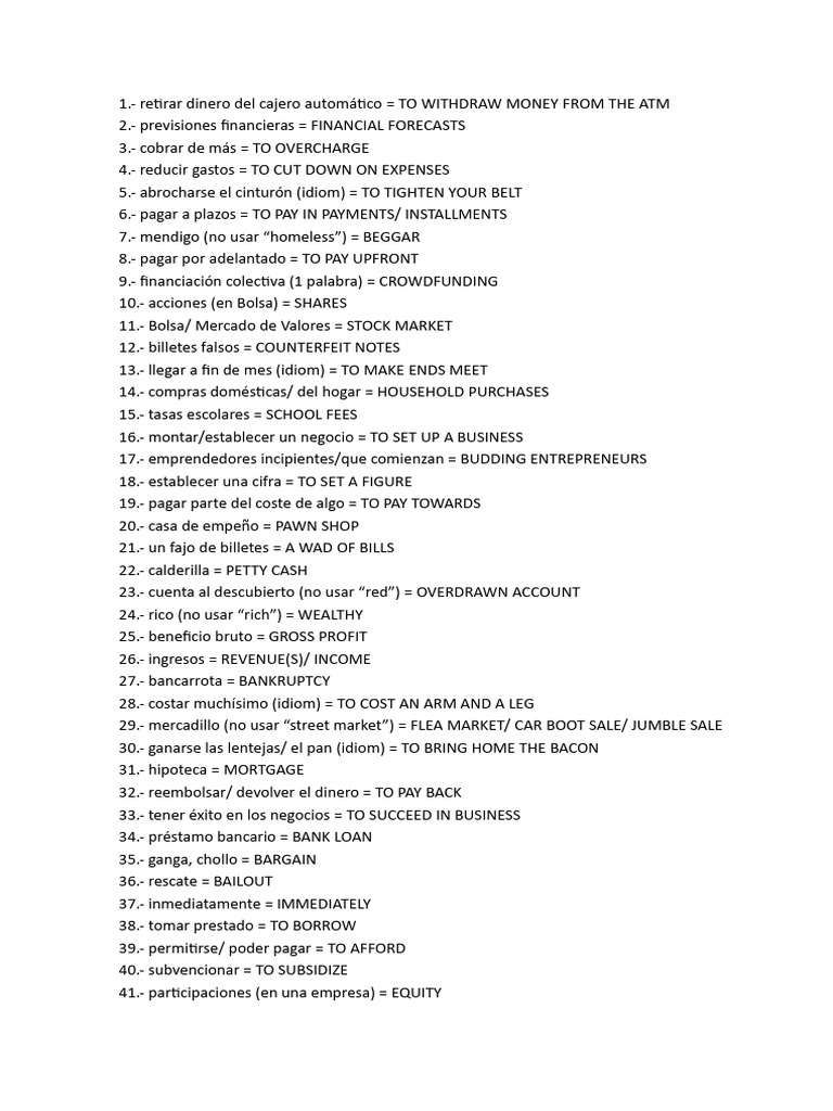 Essential Financial Vocabulary Guide | PDF | Business | Money