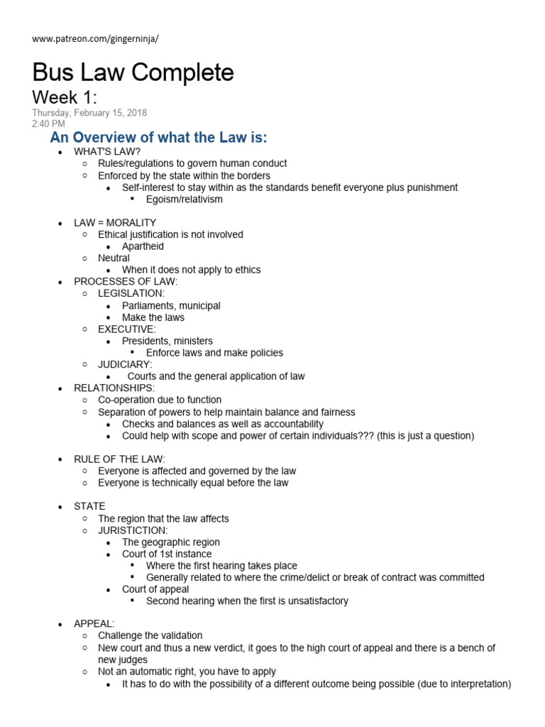 Bus Law 1 Complete | PDF | Misrepresentation | Precedent