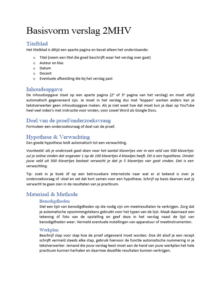 Basisvorm Verslag | PDF