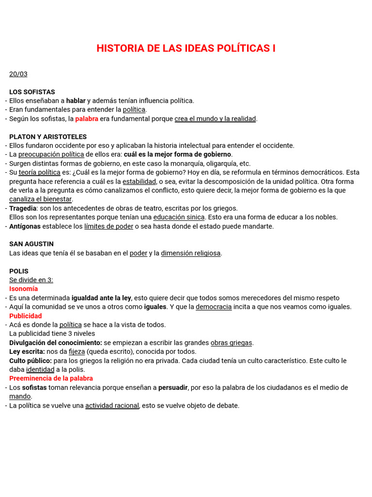 Historia de Las Ideas Politicas I | PDF | Platón | Democracia