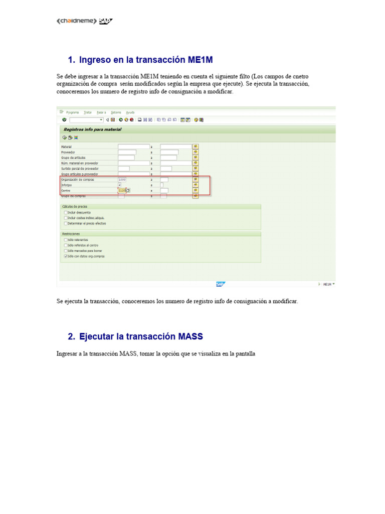 Ingreso en La Transaccion ME1M | PDF