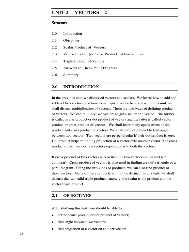 Vector and Scalar Products Explained | PDF | Euclidean Vector | Euclid