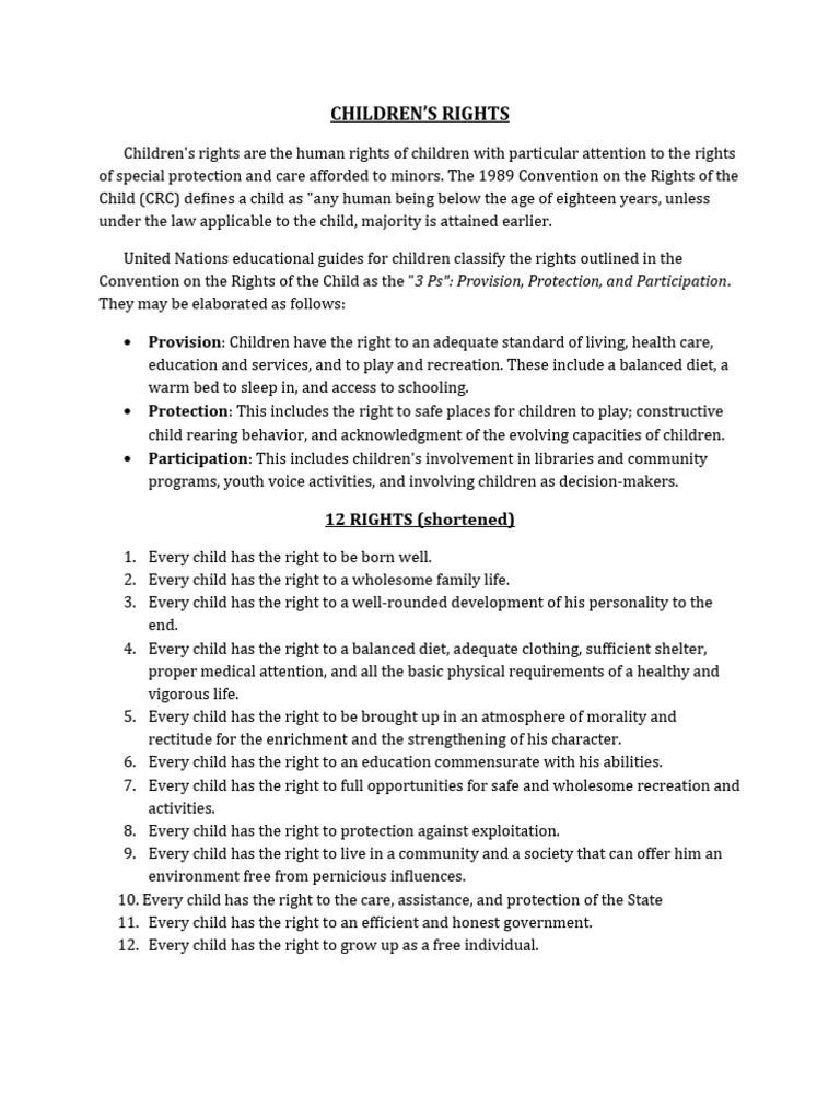 Childrens Right | PDF | Children's Rights | Child Abuse