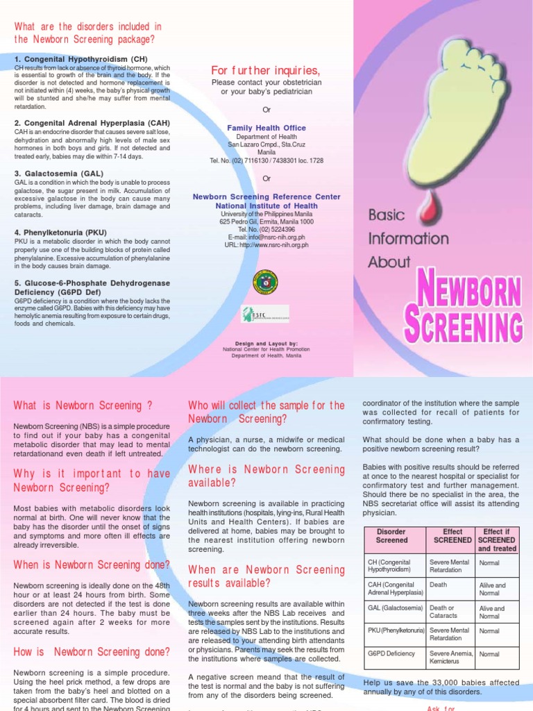 Newborn Screening Brochure | PDF | Endocrine | Health Sciences