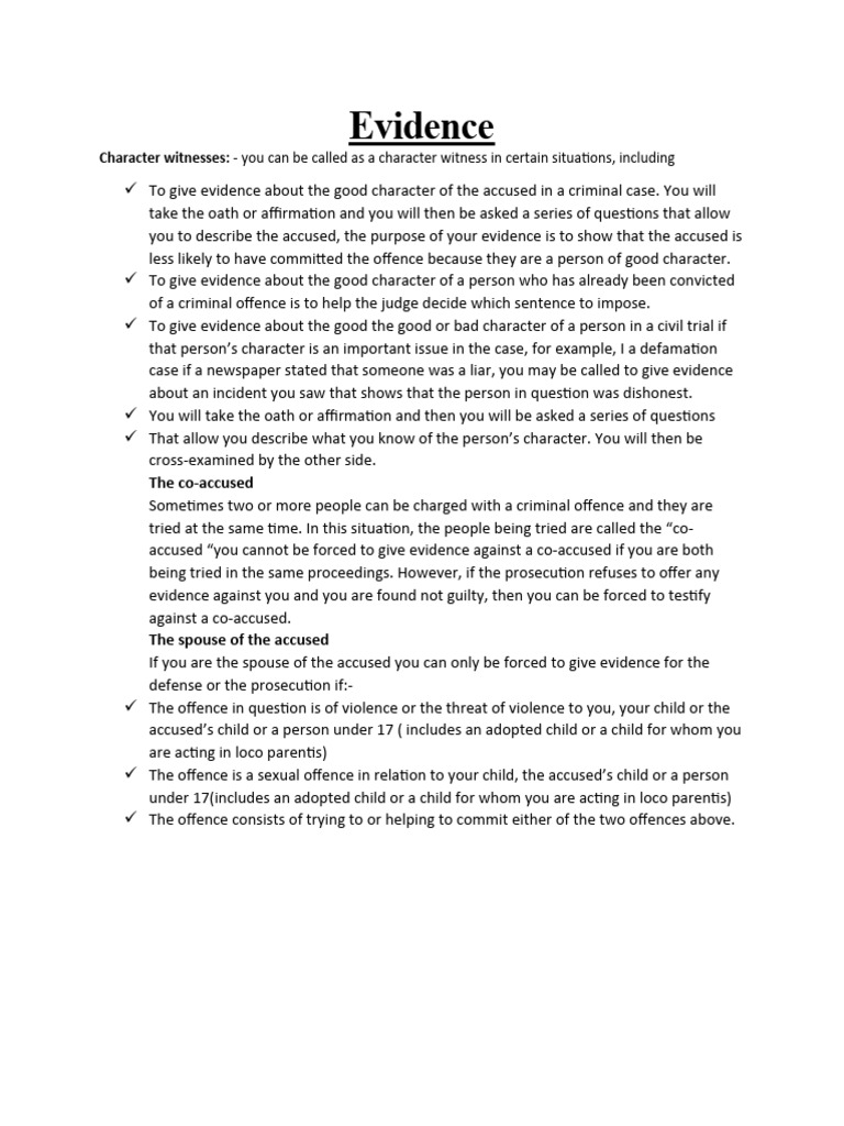 Evidence | PDF | Witness | Crimes