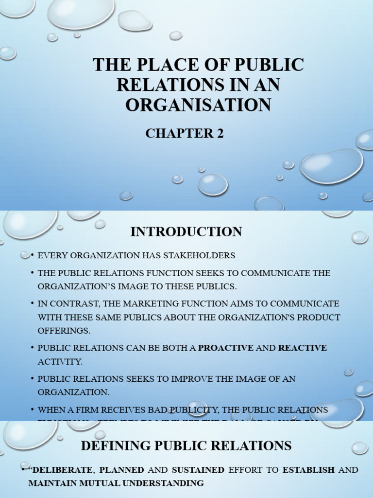 Chapter 2 The Place of Public Relations in An Organisation | PDF ...