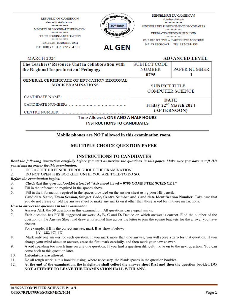SRM AL CSC Paper 1 2024 | PDF | Time Complexity | Parsing