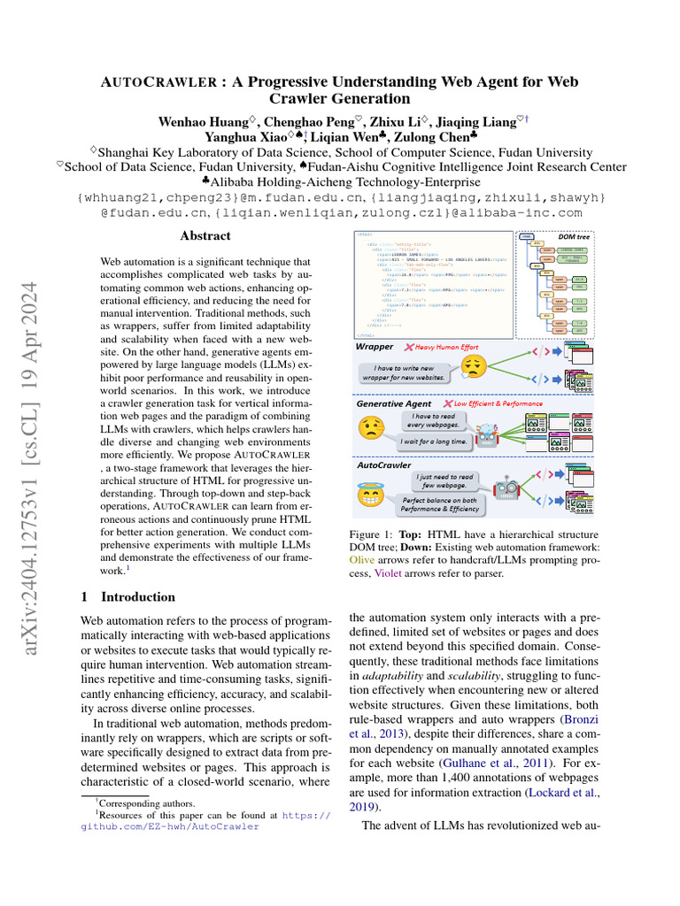 A Progressive Understanding Web Agent for Web Crawler Generation | PDF ...
