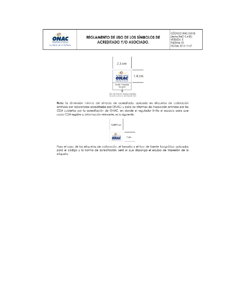 Dimensiones Del Logo de ONAC | PDF