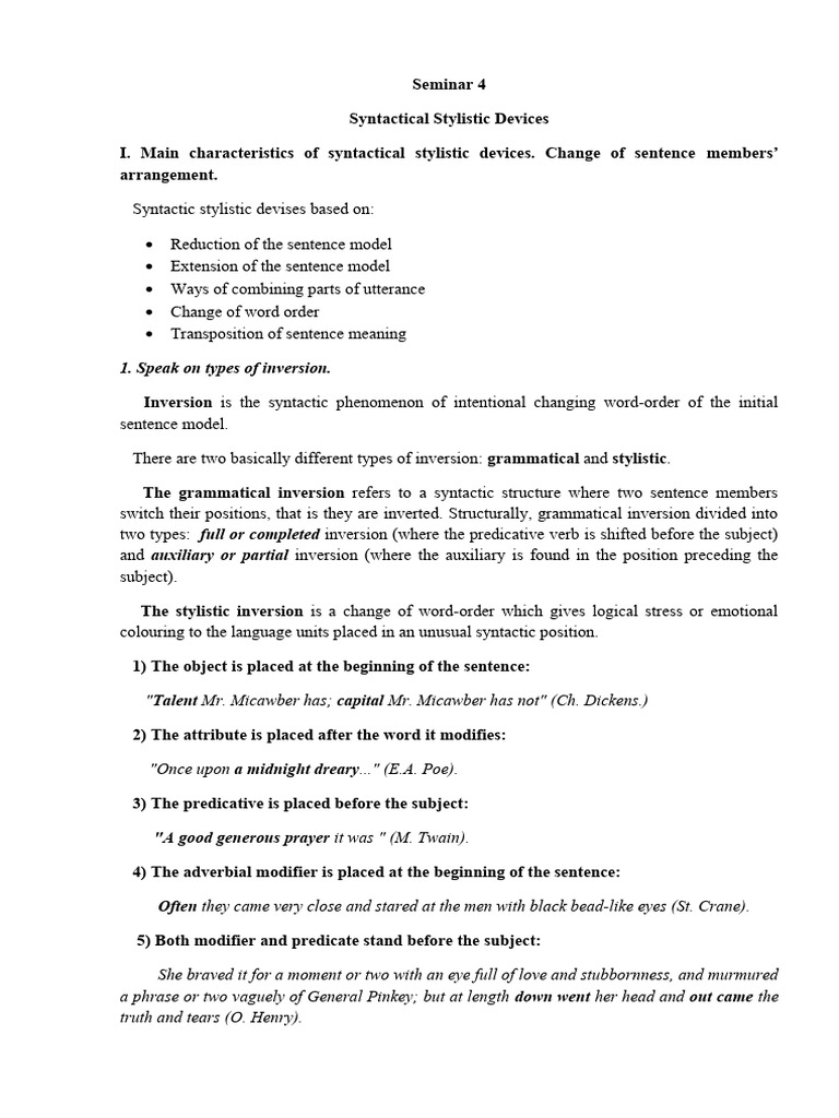 Seminar 4 | PDF | Sentence (Linguistics) | Syntax