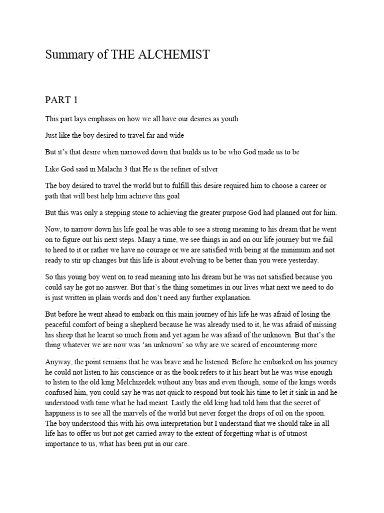 The Alchemist: Journey and Lessons | PDF | Alchemy