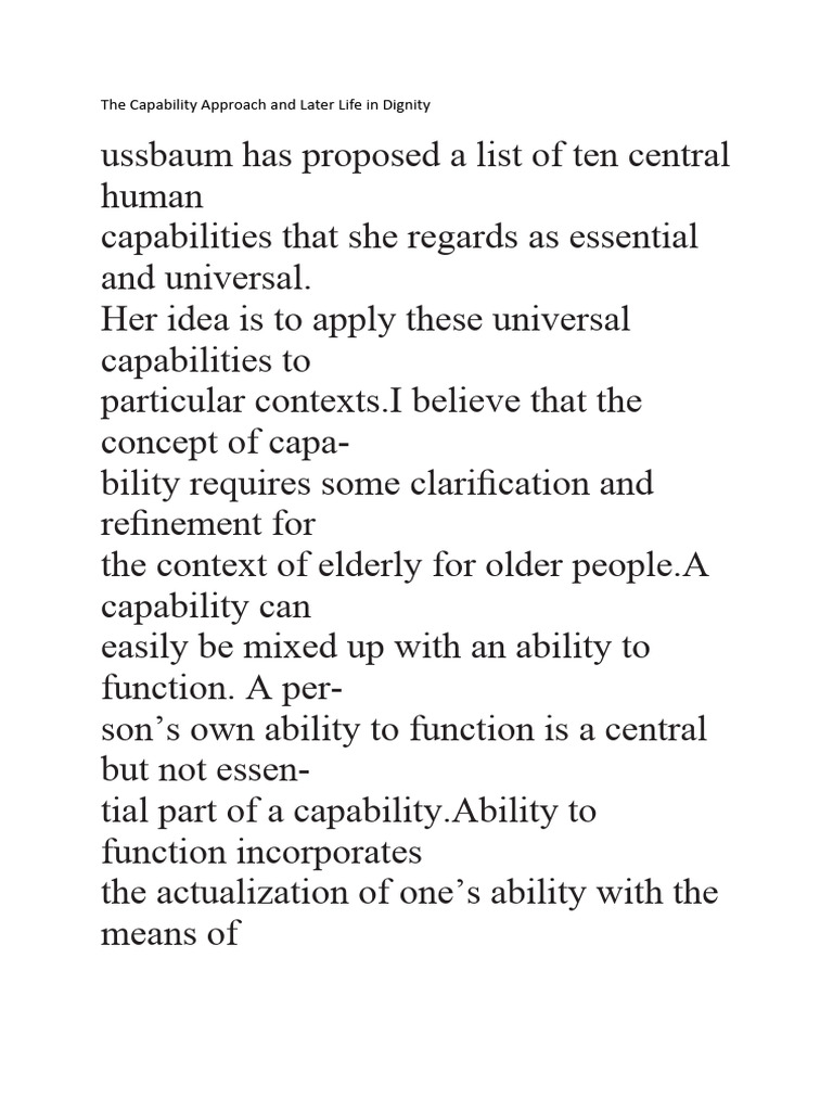 The Capability Approach and Later Life in Dignity | PDF | Liberal Arts ...