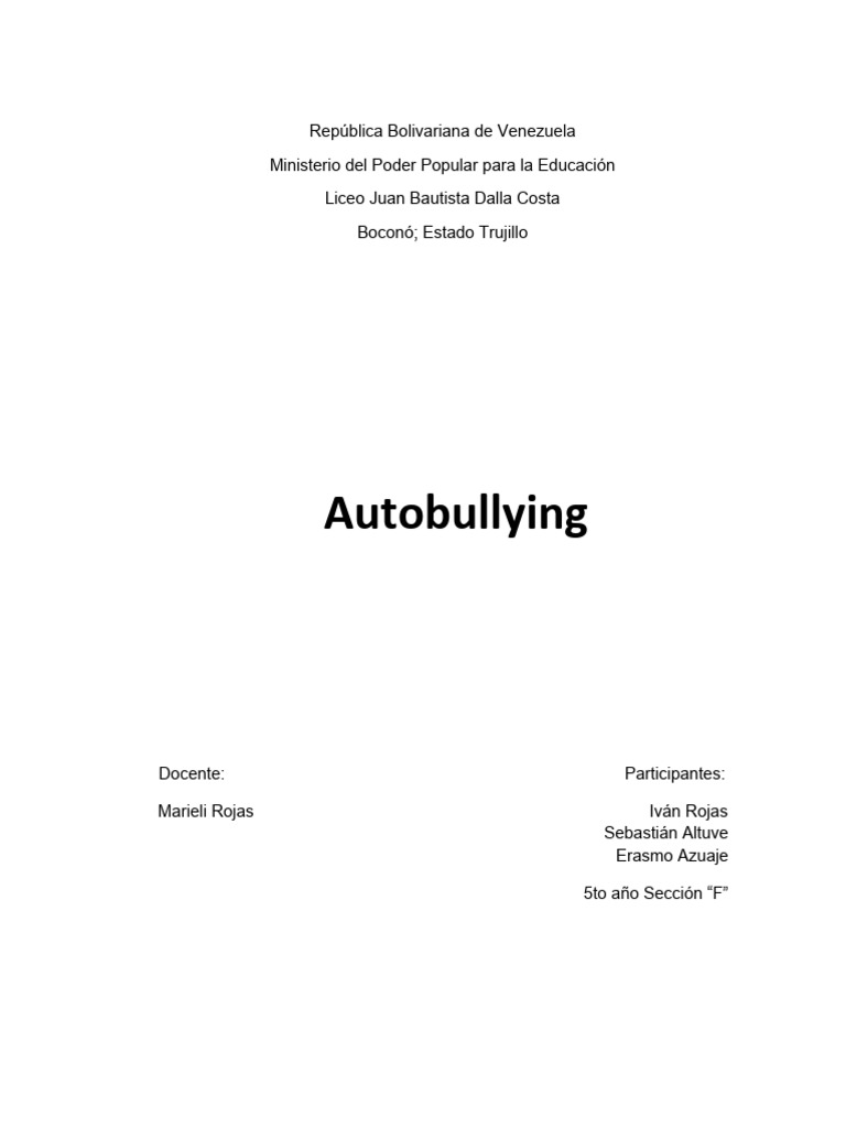 Proyecto de Investigacion (Autobullying) | PDF | Terapia Gestalt ...