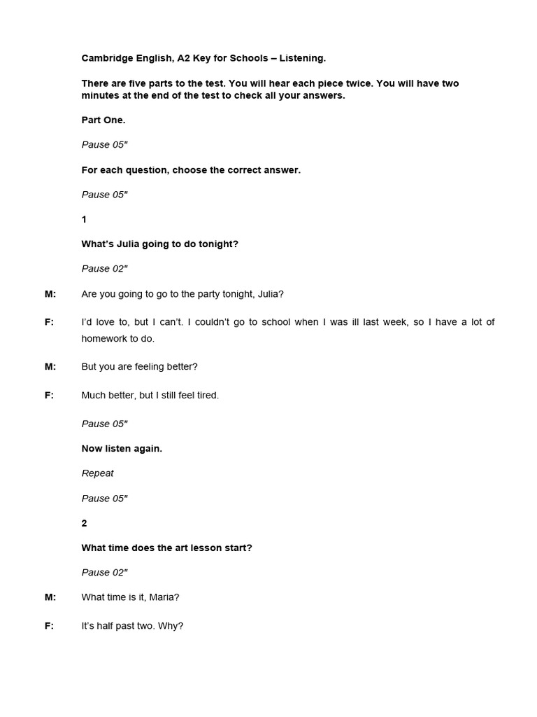 A2 Key Listening Test Overview | PDF | Art | Poetry