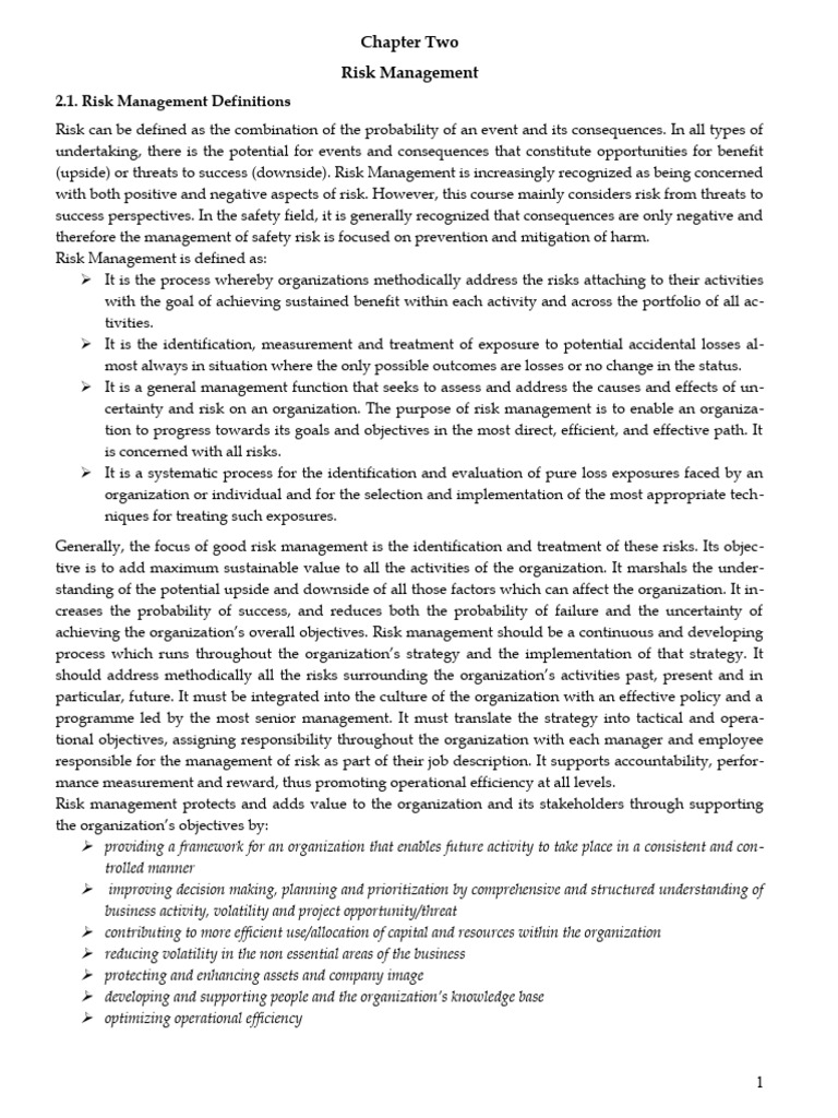 Chapter 2 Risk Management Edited | PDF | Risk Management | Risk