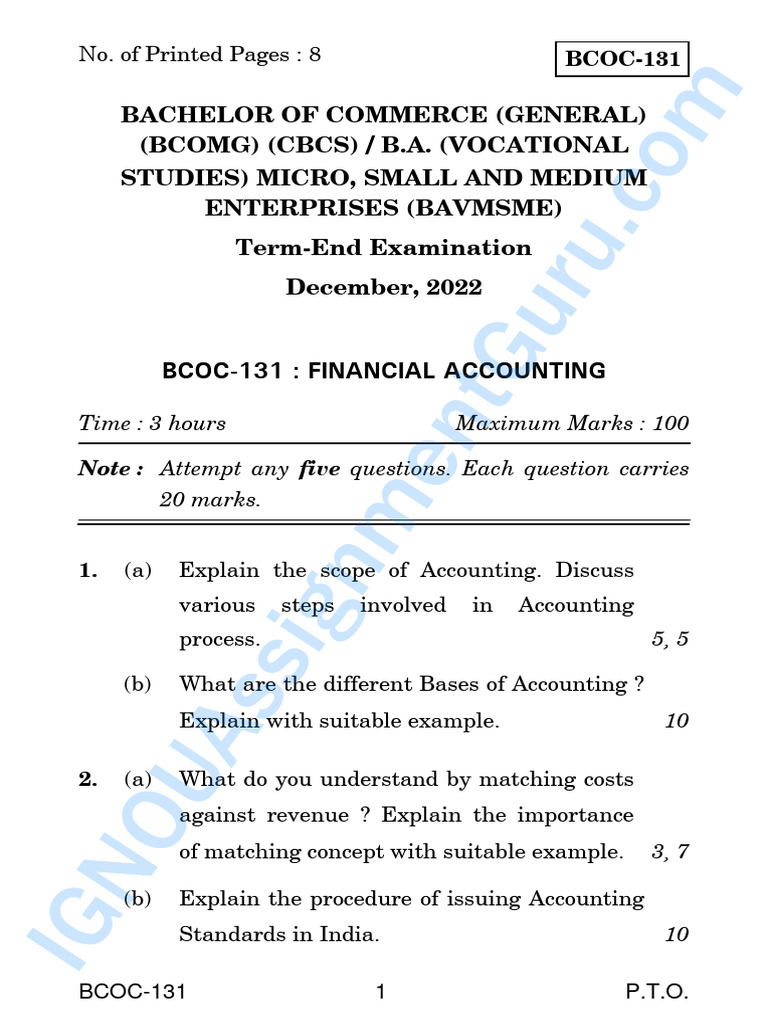 Dec - 2022 BCOC-131 | PDF | Accounting | Financial Services Dec - 2022 BCOC-131 | PDF | Accounting | Financial Services