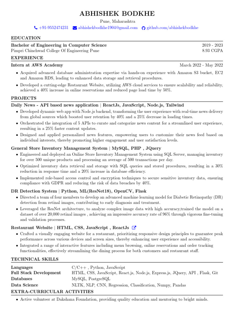 Tech-Savvy Engineering Graduate | PDF | Databases | Amazon Web Services