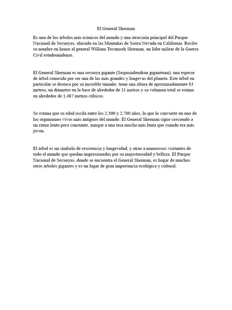 General Sherman: El árbol más grande del mundo | PDF | Hogar ...