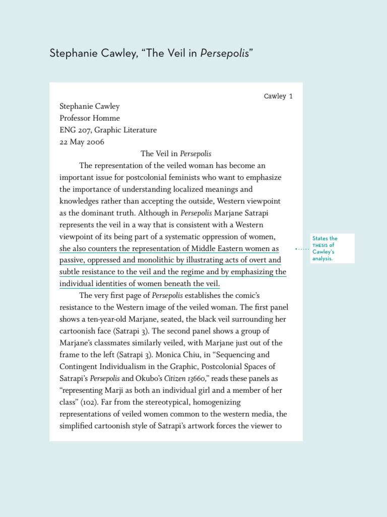 Example Essay Persepolis | PDF