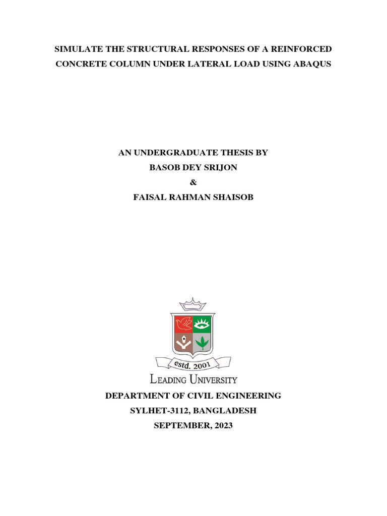 Simulate The Structural Responses Of A Reinforced Concrete Column Under Lateral Load Using