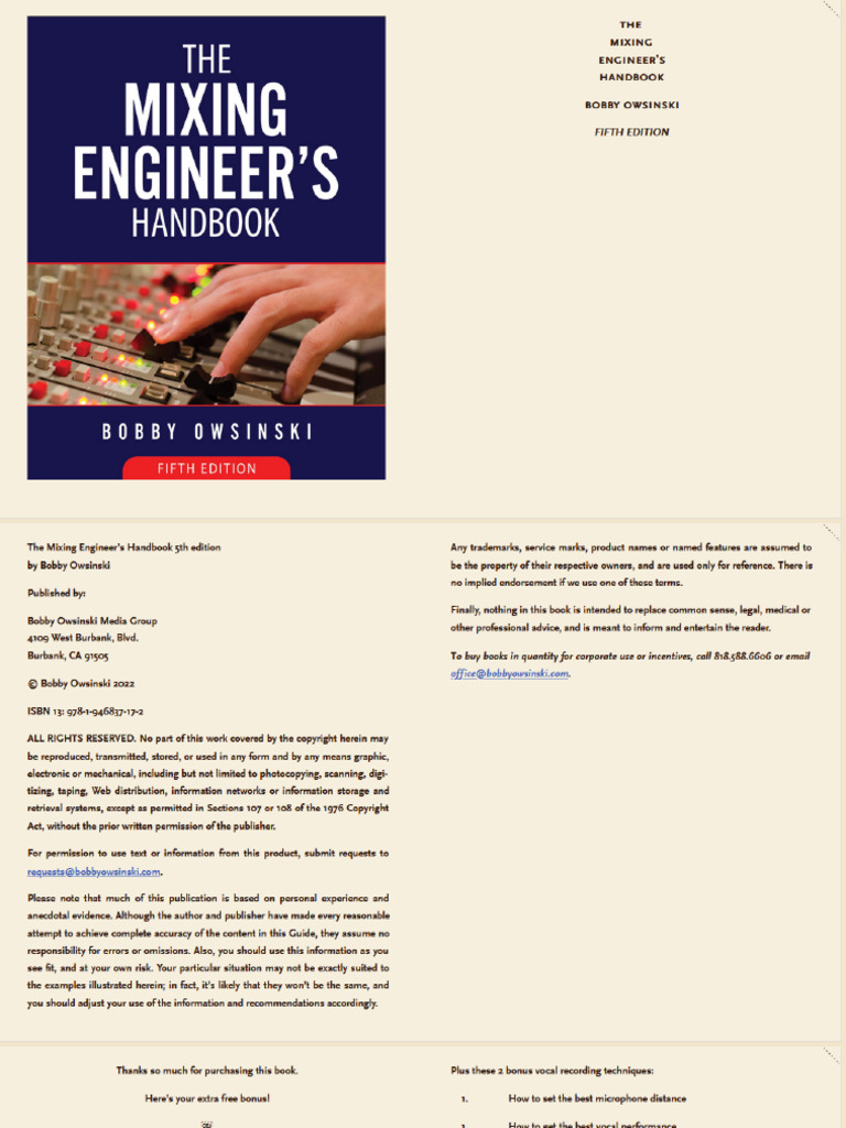 The Mixing Engineer S Handbook 5thedition | PDF