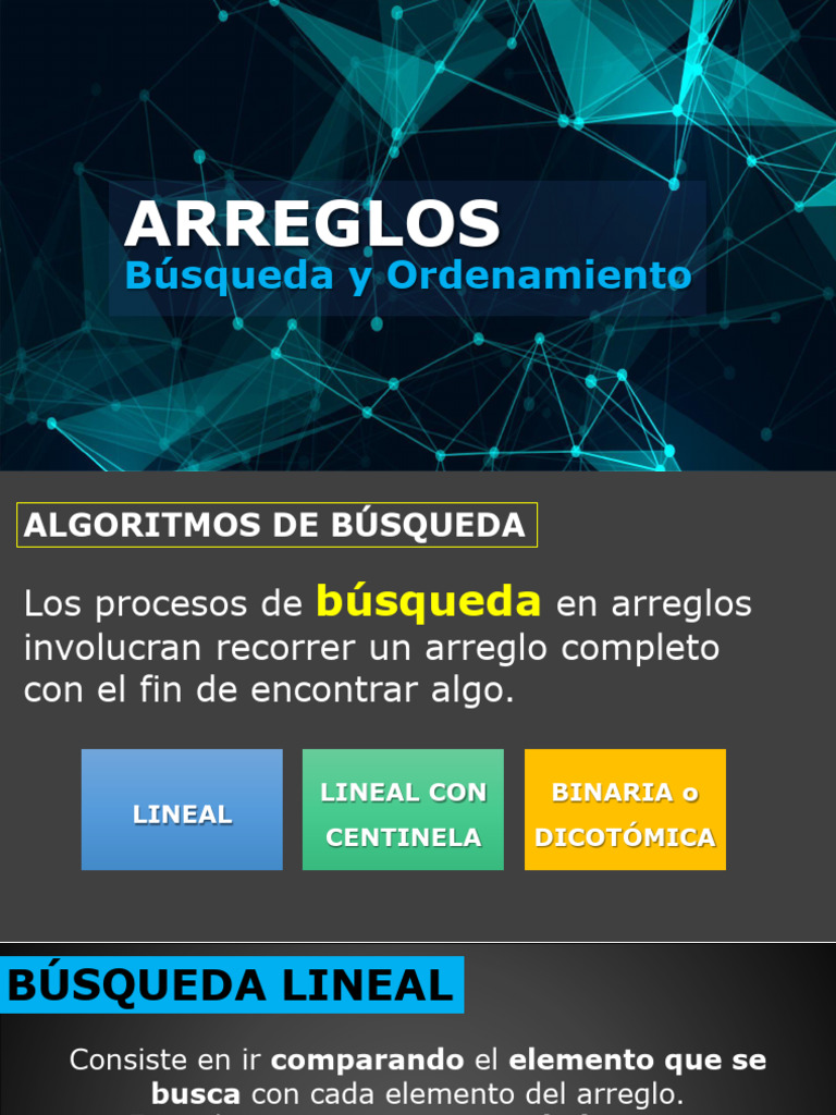 Busqueda Ordenamiento Arreglos Prof Bolatti Pdf Matemáticas Aplicadas Algoritmos