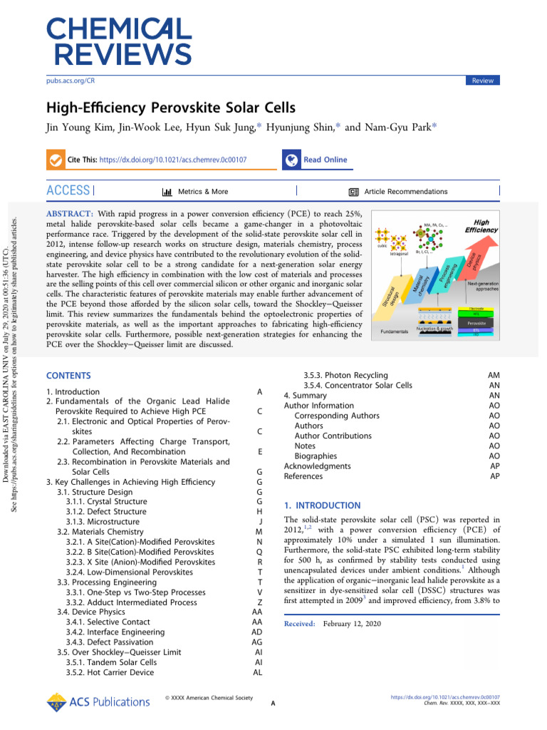 High-Efficiency Perovskite Solar Cells | Download Free PDF | Molecular Orbital | Solar Cell