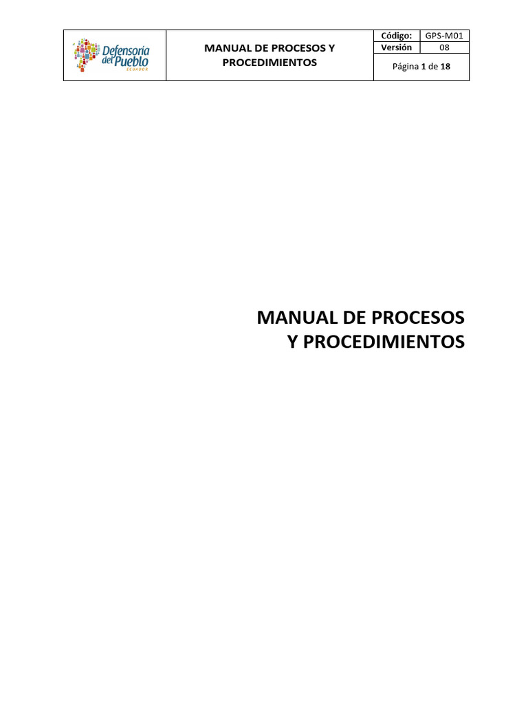 Manual de Procesos DPE Ecuador 2021 | PDF | Calidad (comercial ...