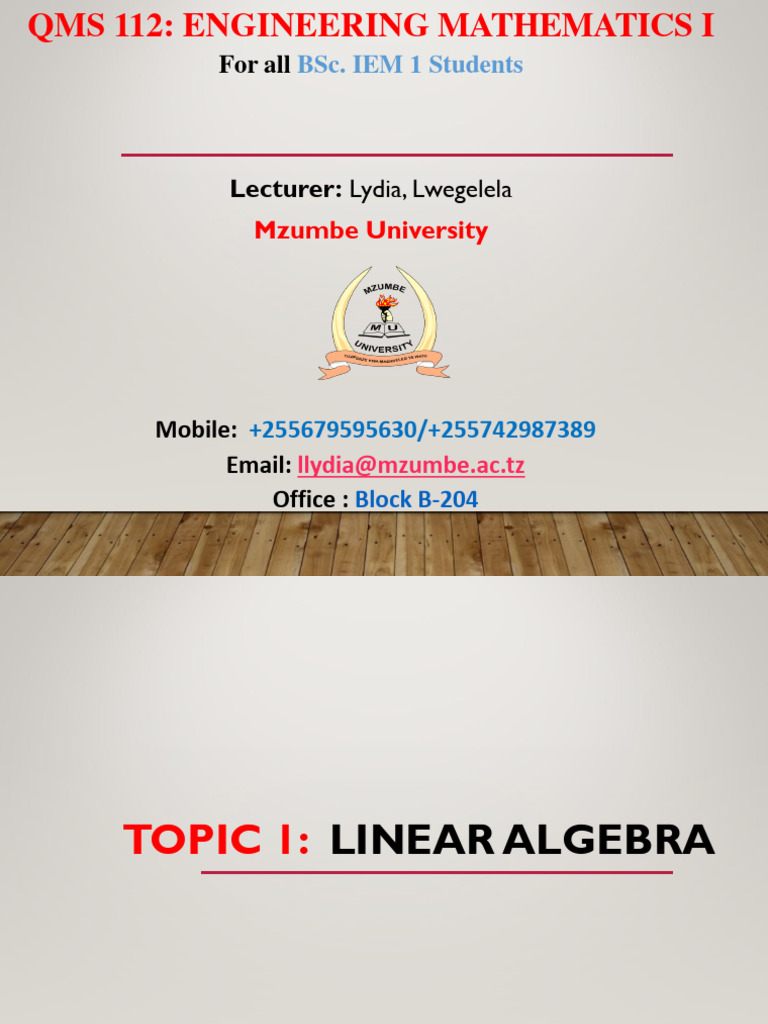 Topic 1 QMS 112-NEW | PDF | Matrix (Mathematics) | Eigenvalues And Eigenvectors