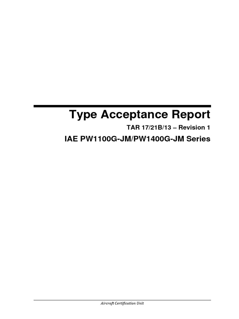 PW1100G-JM/PW1400G-JM Type Acceptance | PDF | Engines | Rotating Machines
