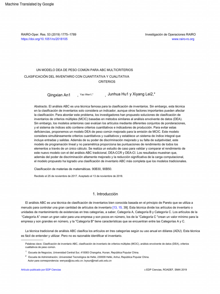 A COMMON-WEIGHT DEA MODEL FOR MULTI-CRITERIA ABC INVENTORY ... A COMMON-WEIGHT DEA MODEL FOR MULTI-CRITERIA ABC INVENTORY ...