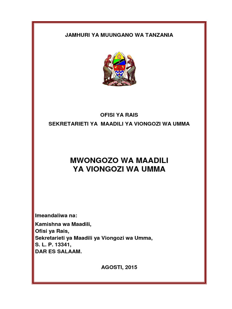 Mwongozo Wa Maadili Ya Viongozi Wa Umma | PDF