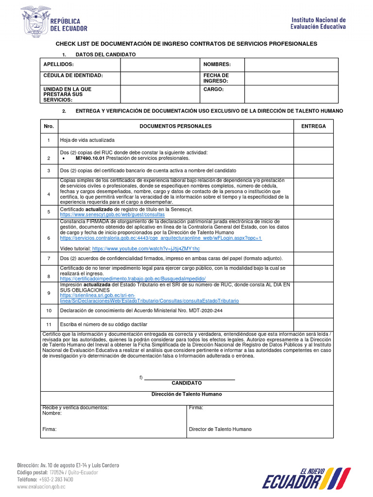 1 Check - List - Requisitos - 20240425 | PDF | Documento de identidad