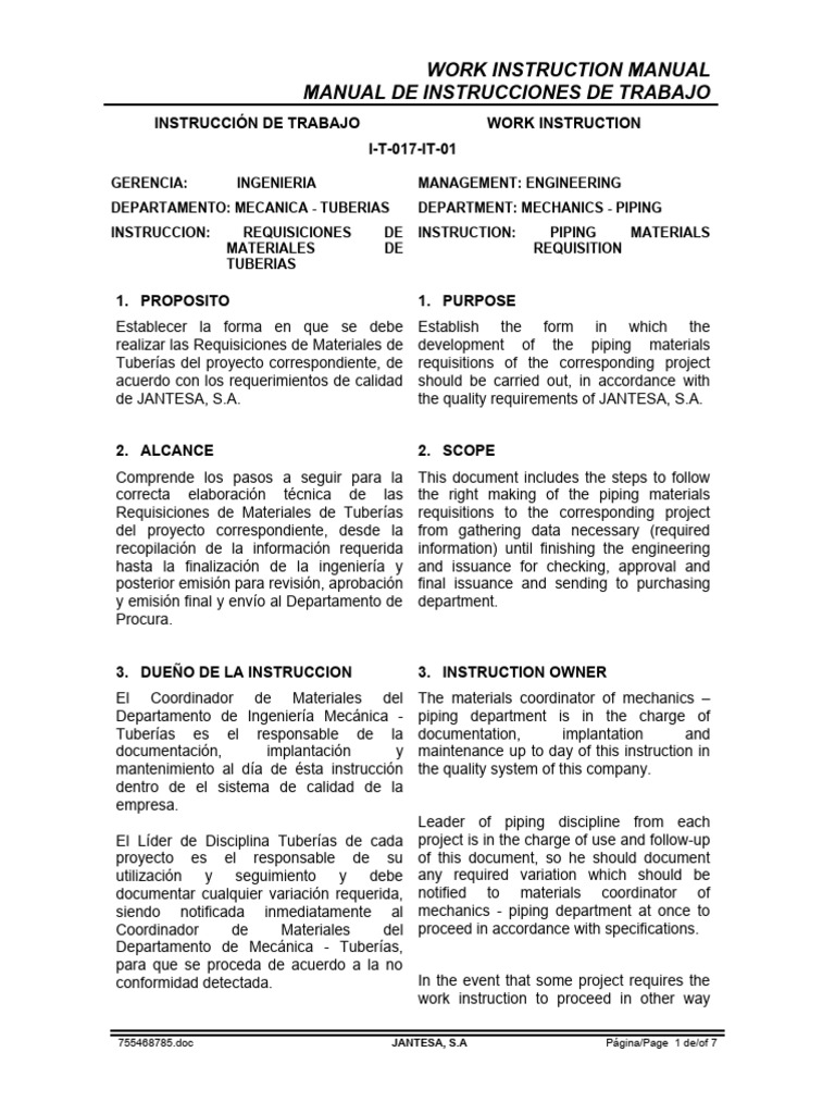 Requisiciones de Materiales de Tuberías | PDF | Ingeniería