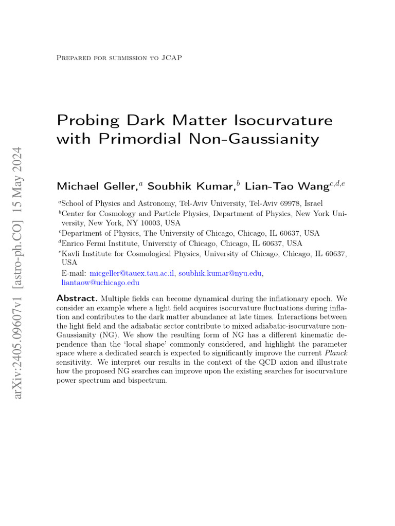 Probing Dark Matter Isocurvature With Primordial Non-Gaussianity | PDF | Inflation (Cosmology ...