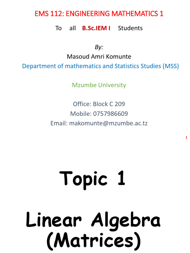 EMS 112-Topic 1-Matrix | PDF | Matrix (Mathematics) | Mathematical Concepts