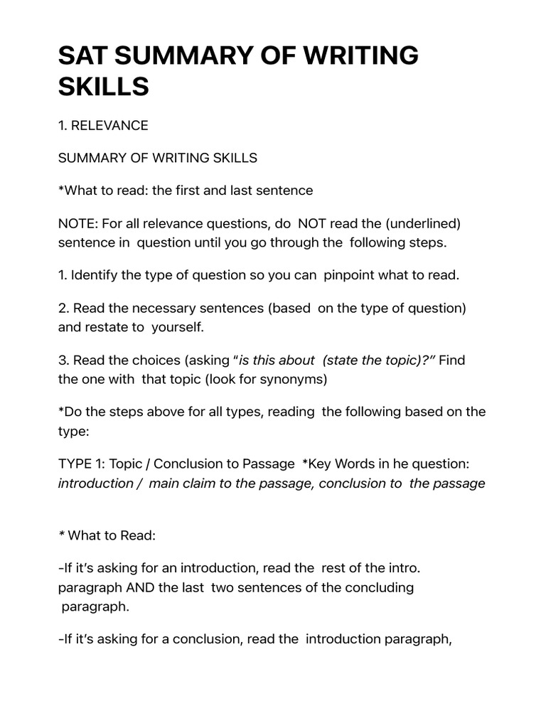 Sat Summary of Writing Skills 2 | PDF | Verb | Grammatical Number
