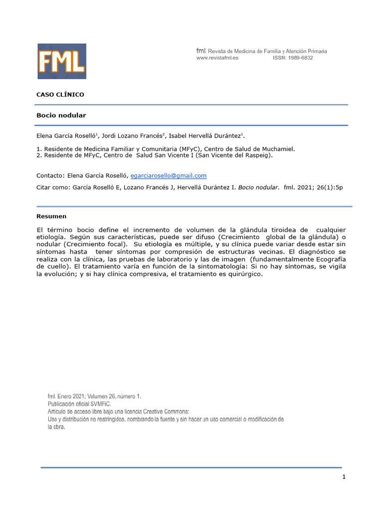 Bocio Multinodular: Diagnóstico y Tratamiento | PDF | Tiroides ...