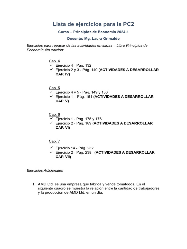 Lista de Ejercicios para La PC2 | PDF | Monopolio | Costo marginal