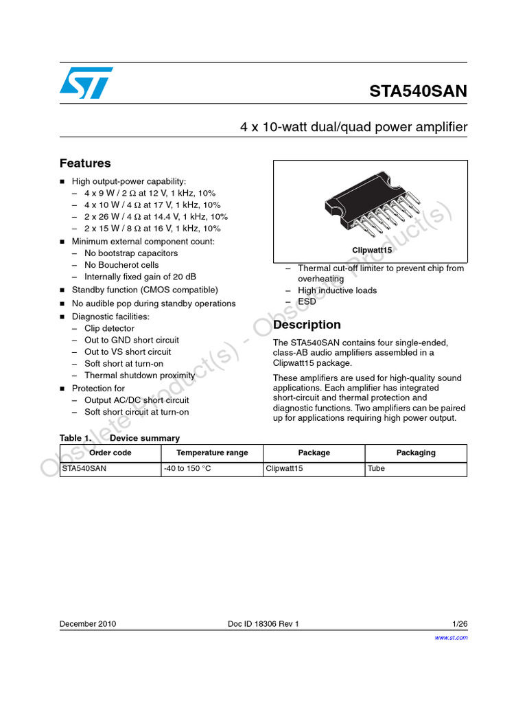 Sta540san INTEGRADO | PDF | Amplifier | Electronic Engineering