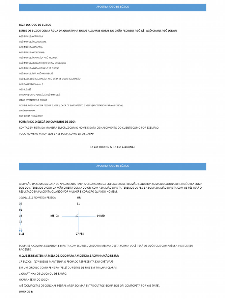 Apostila Jogo de Buzios - Docx - Toaz - Info | PDF