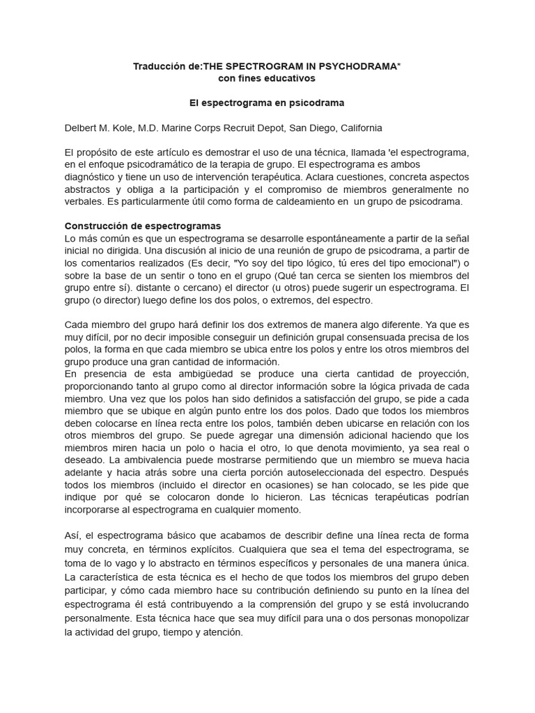 El Espectrograma en Psicodrama | PDF | Pensamiento | Espectro